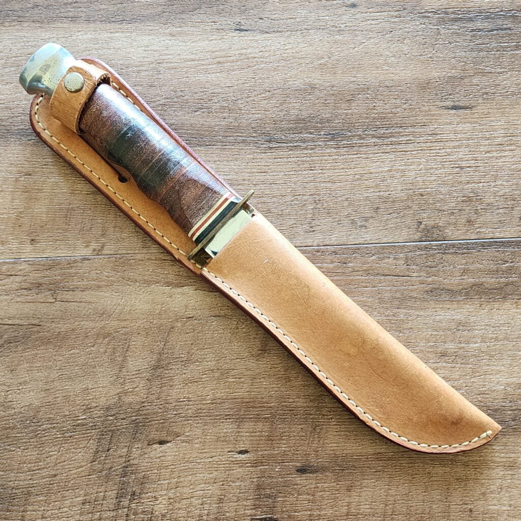 Ka-Bar Knives USA 1207 Vintage Stacked Leather Fixed Blade | TSA Knives Ka-Bar Knives USA 1207 Vintage Stacked Leather Fixed Blade | TSA Knives