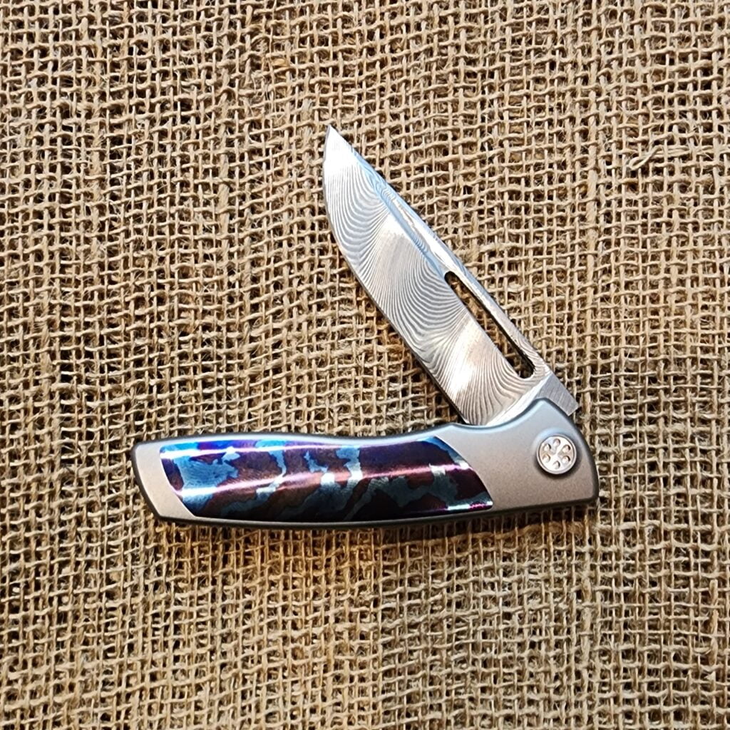 Sharp By Design Mini Evo Timascus Inlays, polished Damasteel blade For ...