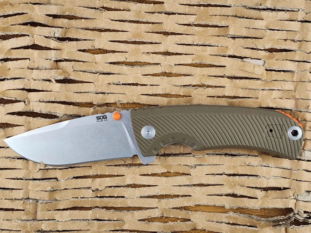 Sog Tellus FLK Framelock OD Green GRN Cryo 440 - Pocket Knives For Sale ...