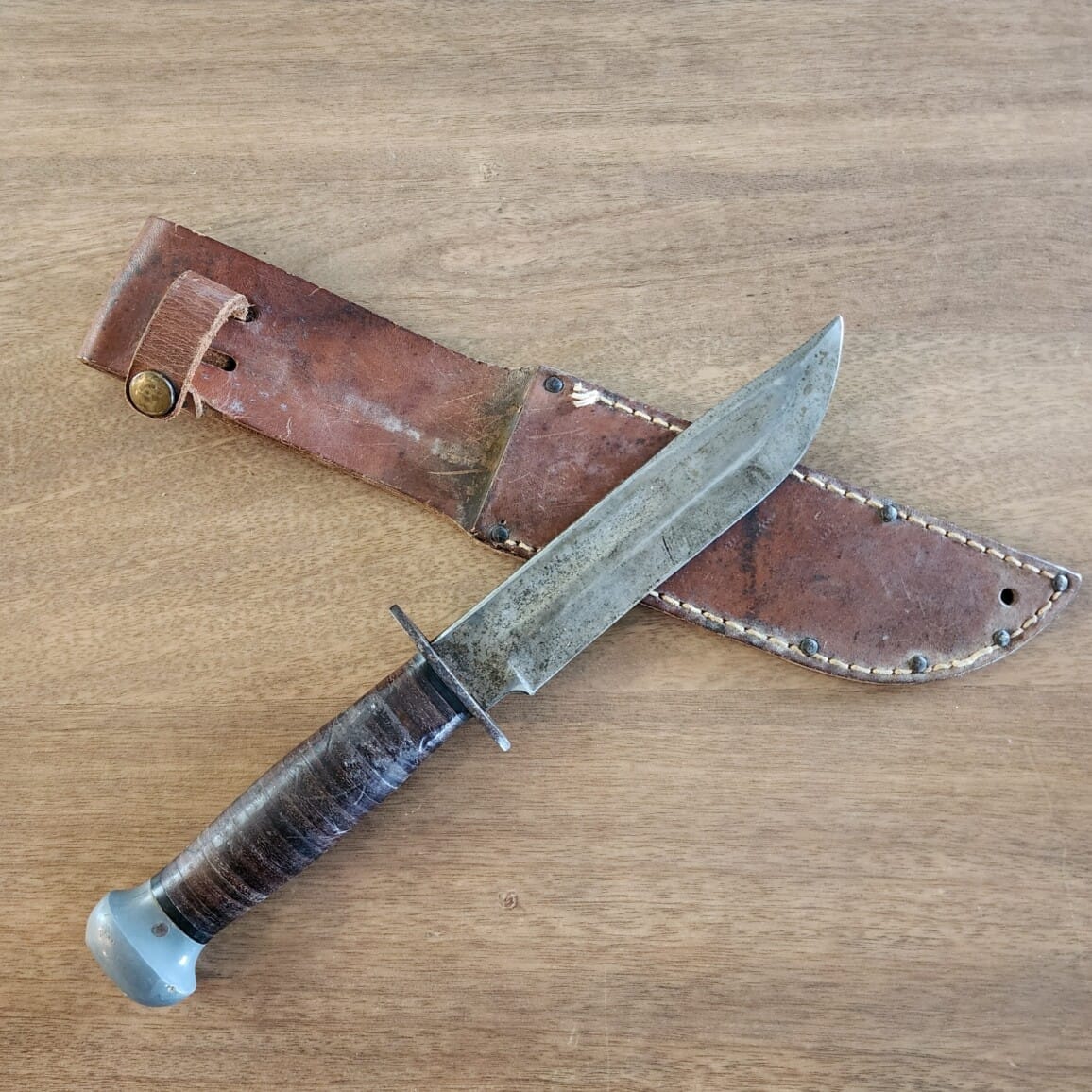 RH PAL 36 USA Vintage Stacked Leather Sheath Knife 11" OAL For Sale ...