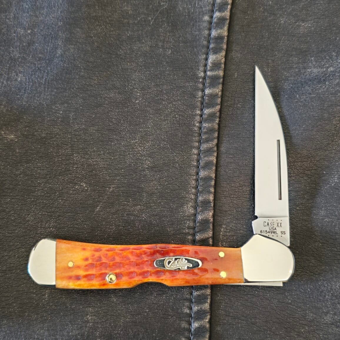 Case XX USA Pocket Worn Harvest Orange Bone Corn Cob jig Copperlock ...