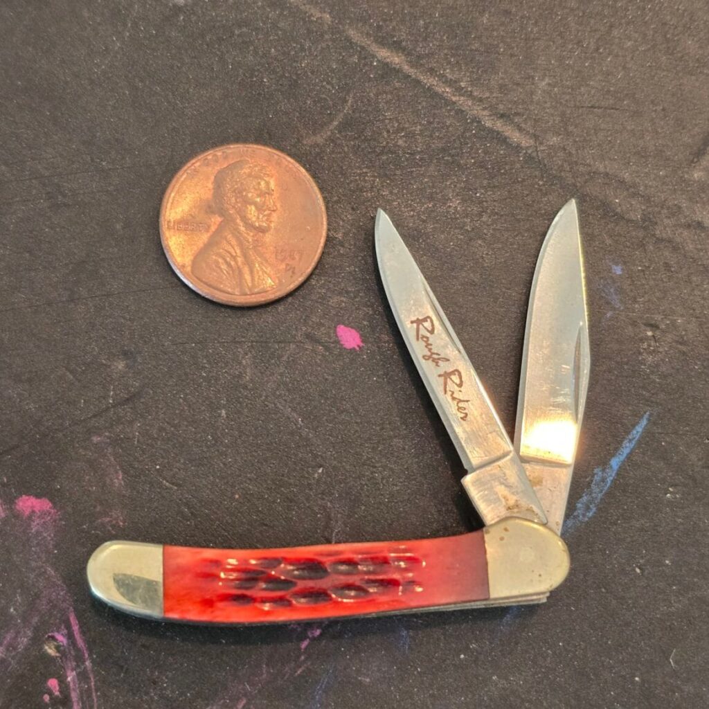 Rough Rider Tiny Red Jigged Bone Folder For Sale