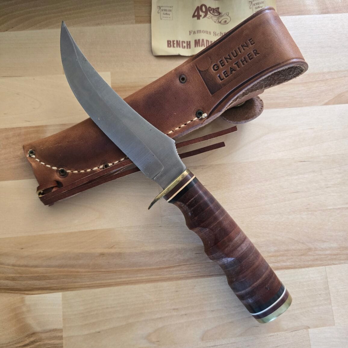 Schrade Vintage 498 "Bench Made Collection" Stacked Leather Sheath ...
