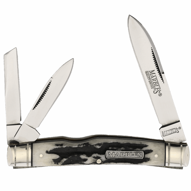 Marbles Ideal Vintage Sheath Knife with Stacked Leather Handle - Pocket ...