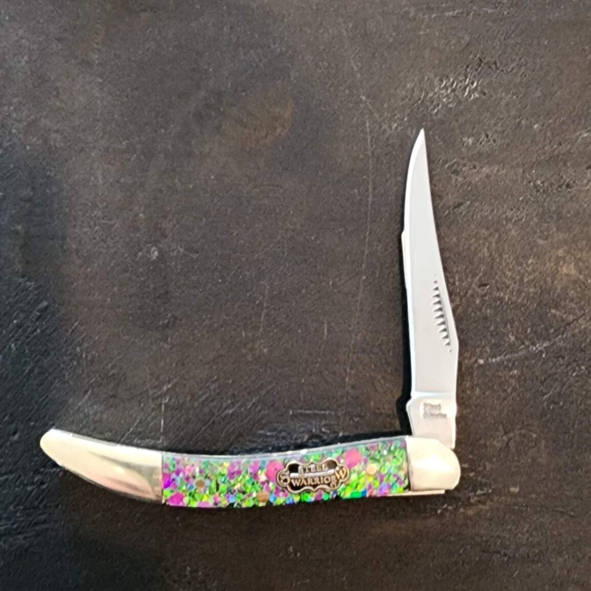 Frost Cutlery Tiny Toothpick Green and Purple Glitter For Sale - TSA Knives