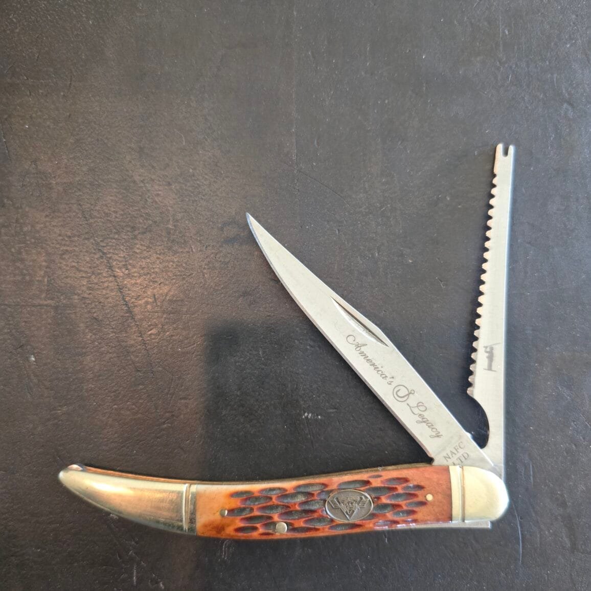 Frost Cutlery Large Toothpick /Fish Knife in Brown Jigged Bone For Sale ...