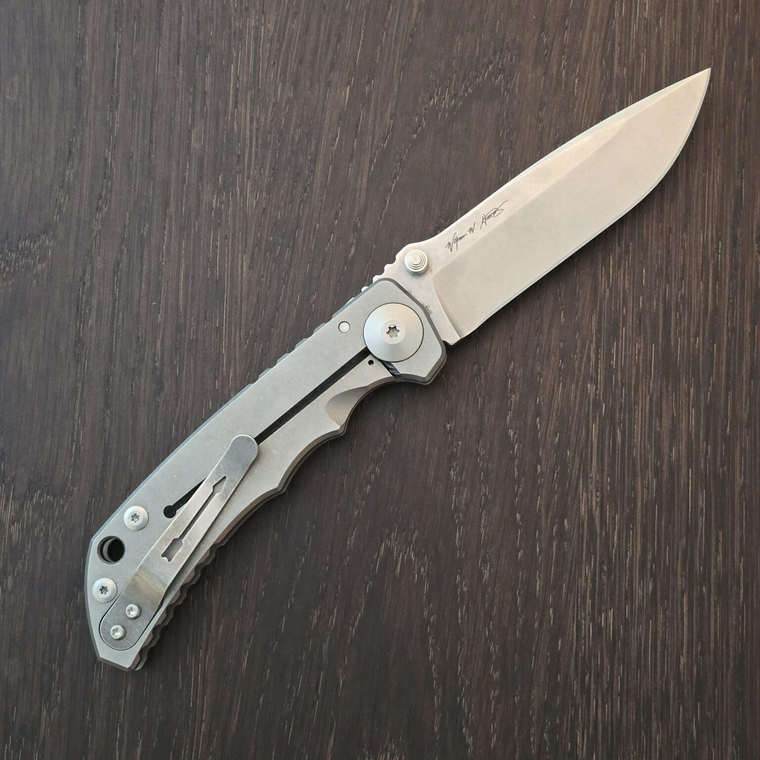 Spartan Harsey Folder - Stone Washed USA in S45VN and Titanium For Sale