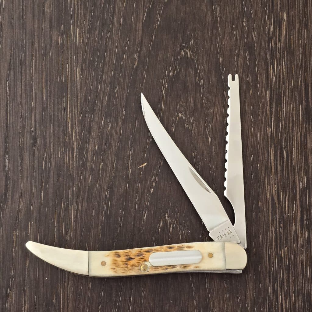 Case XX USA No. 10726 Amber Bone Peach Seed Jig Fishing Knife Medium ...